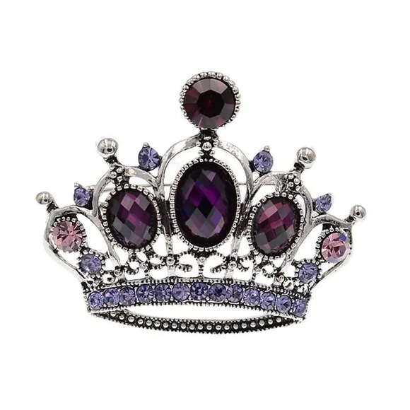 Jewelry | Vintage Purple Chrystal Crown Brooch Pin | Poshmark